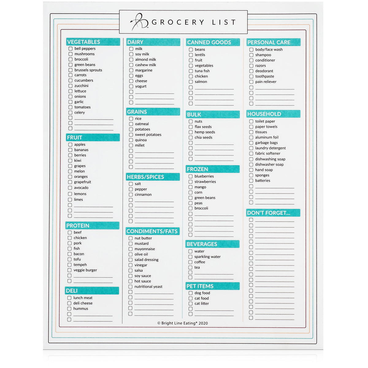 Grocery Shopping List – Bright Line™ Emporium